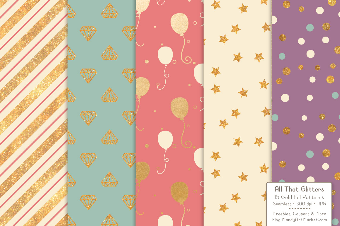 Vintage Celebrate Gold Digital Paper Set Graphic by Amanda Ilkov ...
