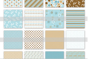 Baby Boy Digital Paper in Blues and Browns Graphic by oldmarketdesigns ...