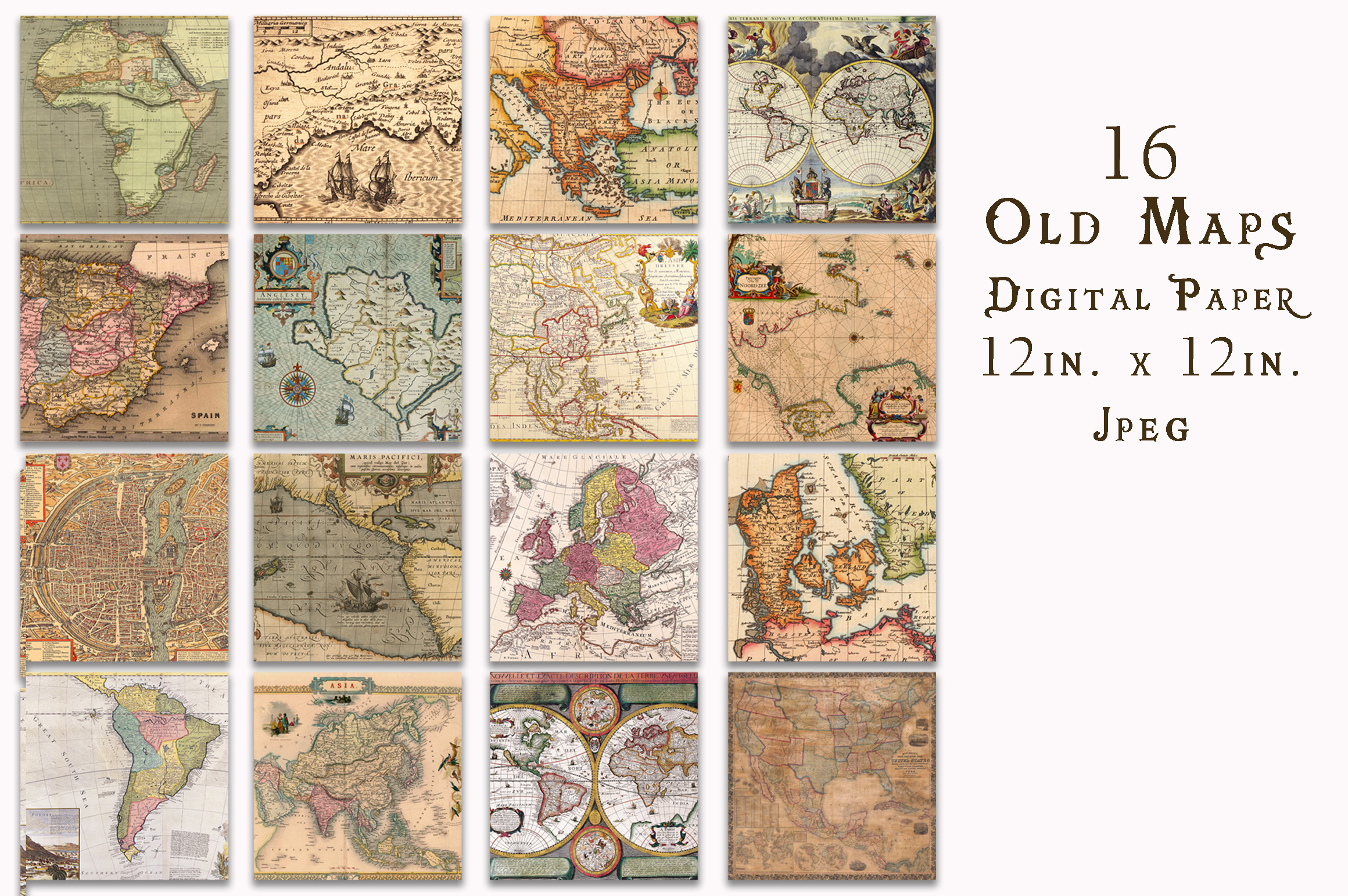 Old Maps Digital Paper Graphic by oldmarketdesigns · Creative Fabrica