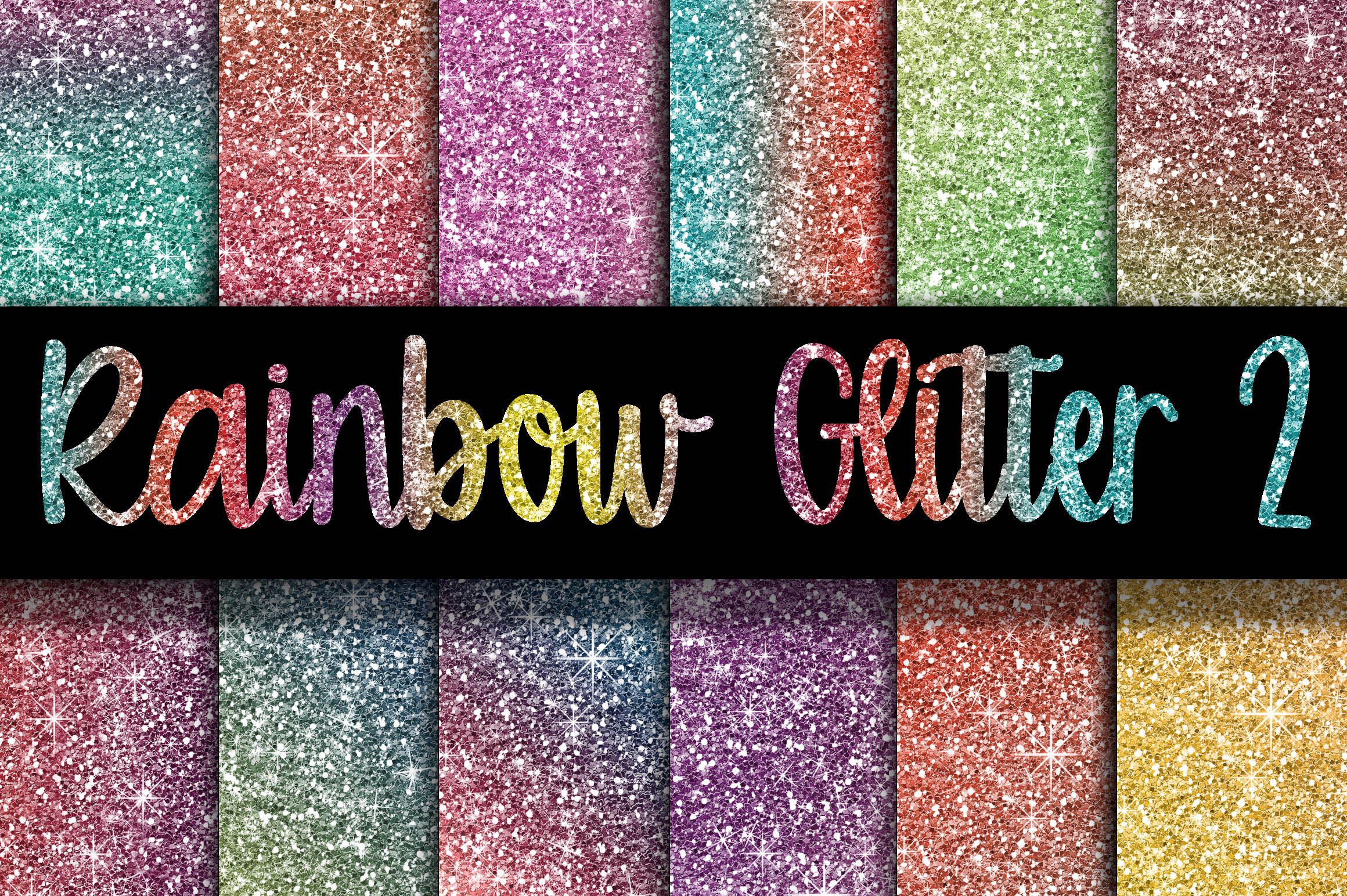 Rainbow Glitter Digital Paper Textures 2 Graphic by oldmarketdesigns ...