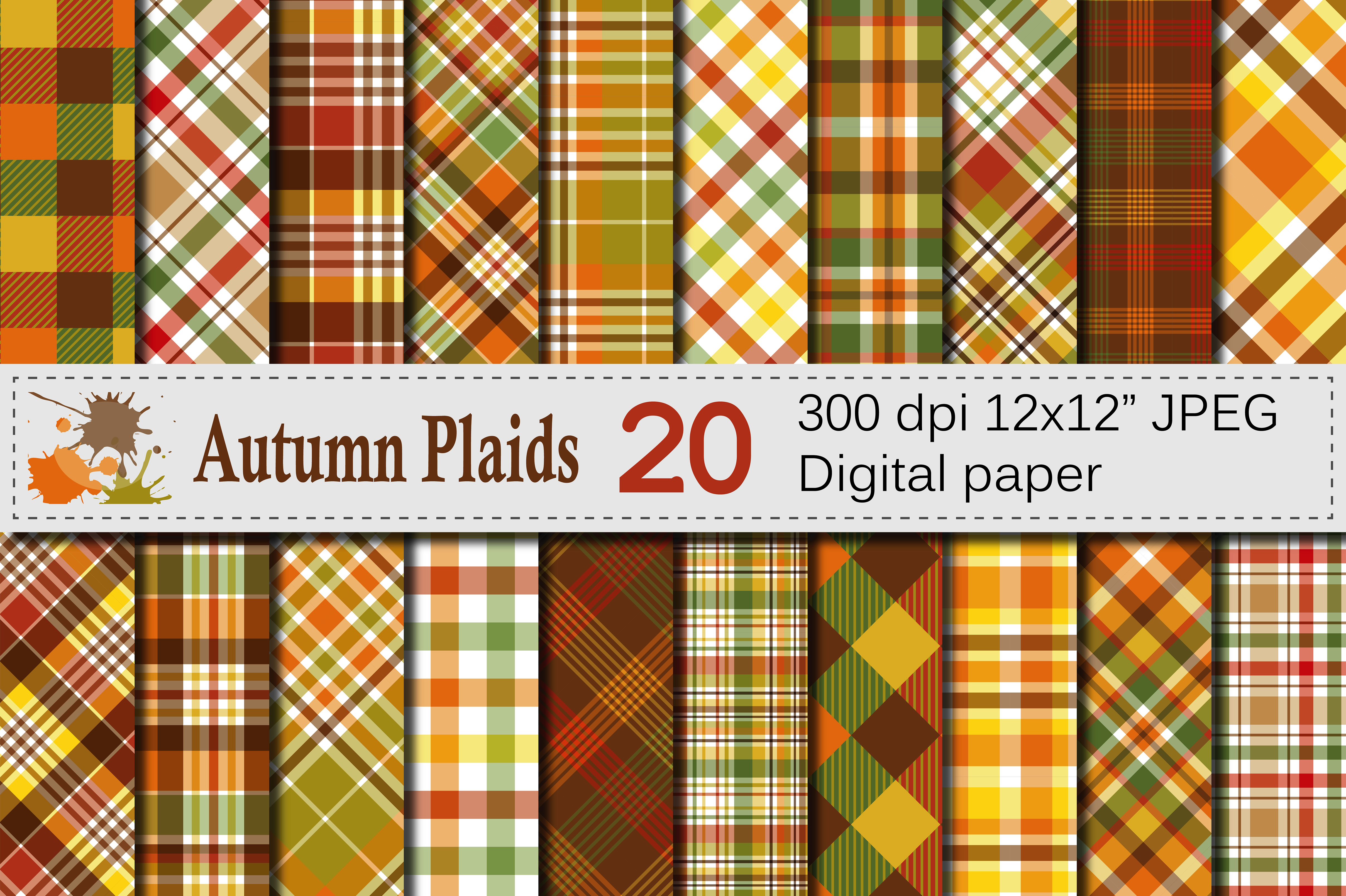 Autumn Plaid Digital Paper - Fall Plaid Backgrounds Graphic by VR ...