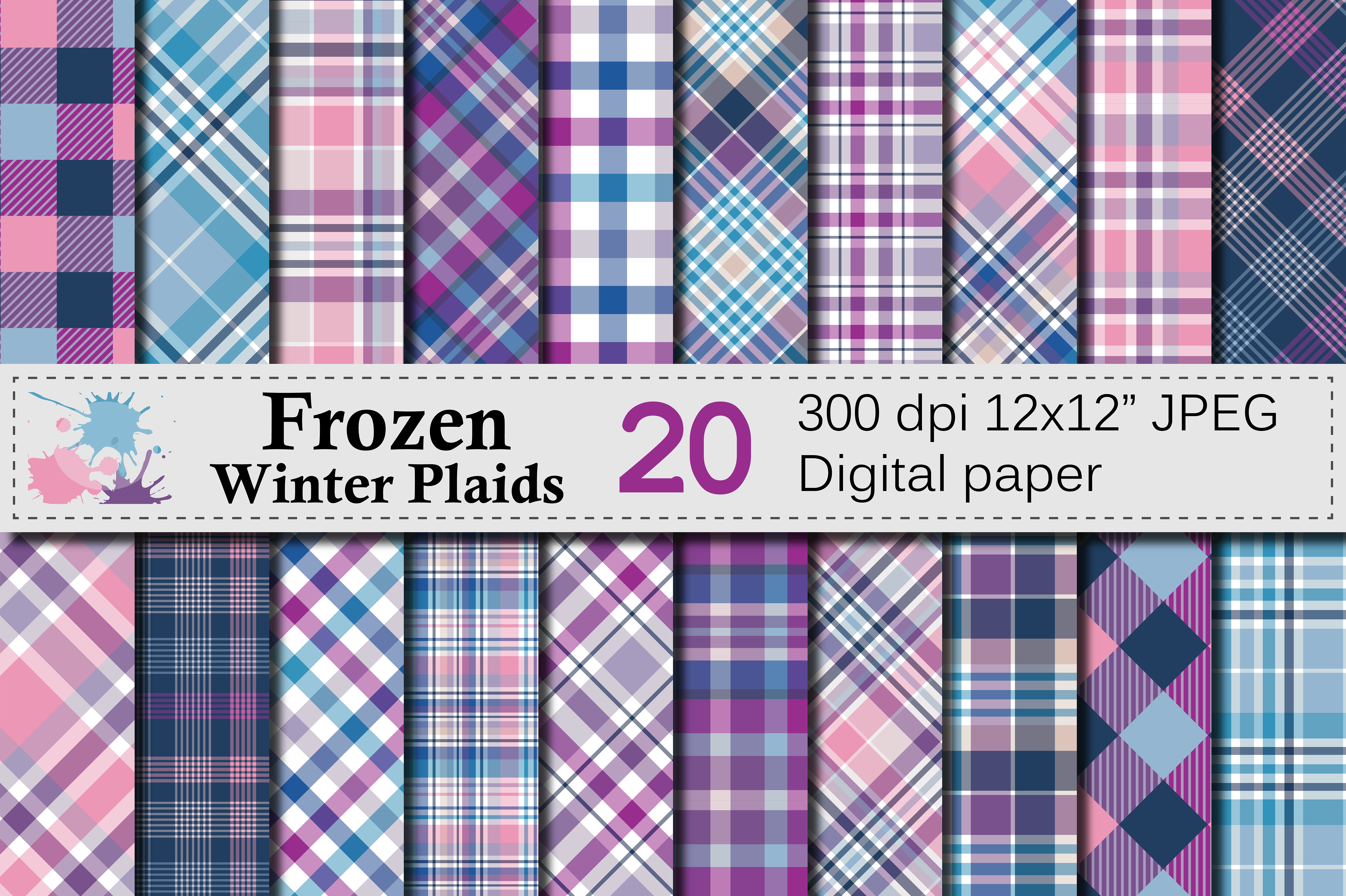 Frozen Winter Plaid Digital Paper Graphic by VR Digital Design ...