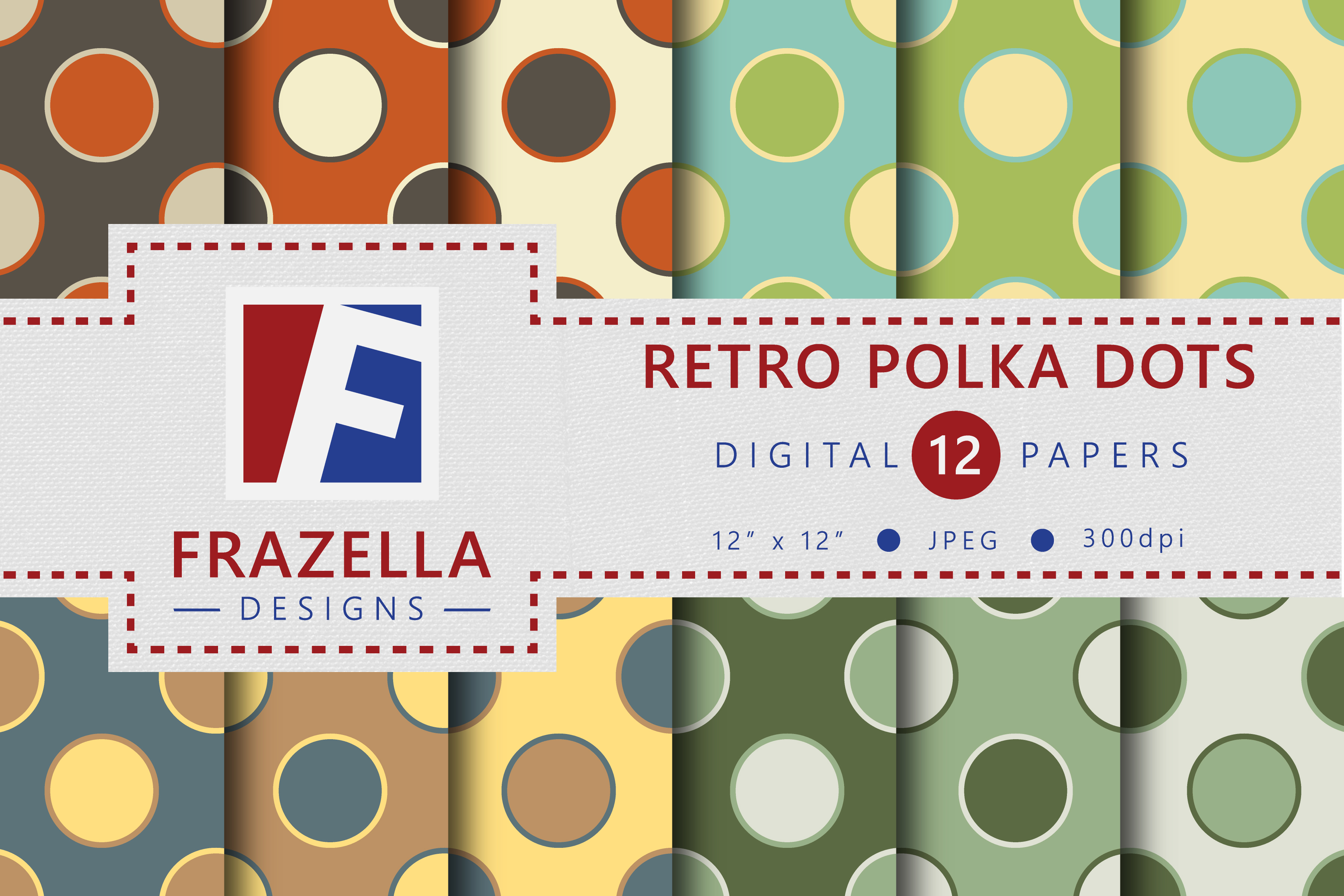 Retro Polka Dots Digital Paper Collection Graphic by Frazella Designs ...