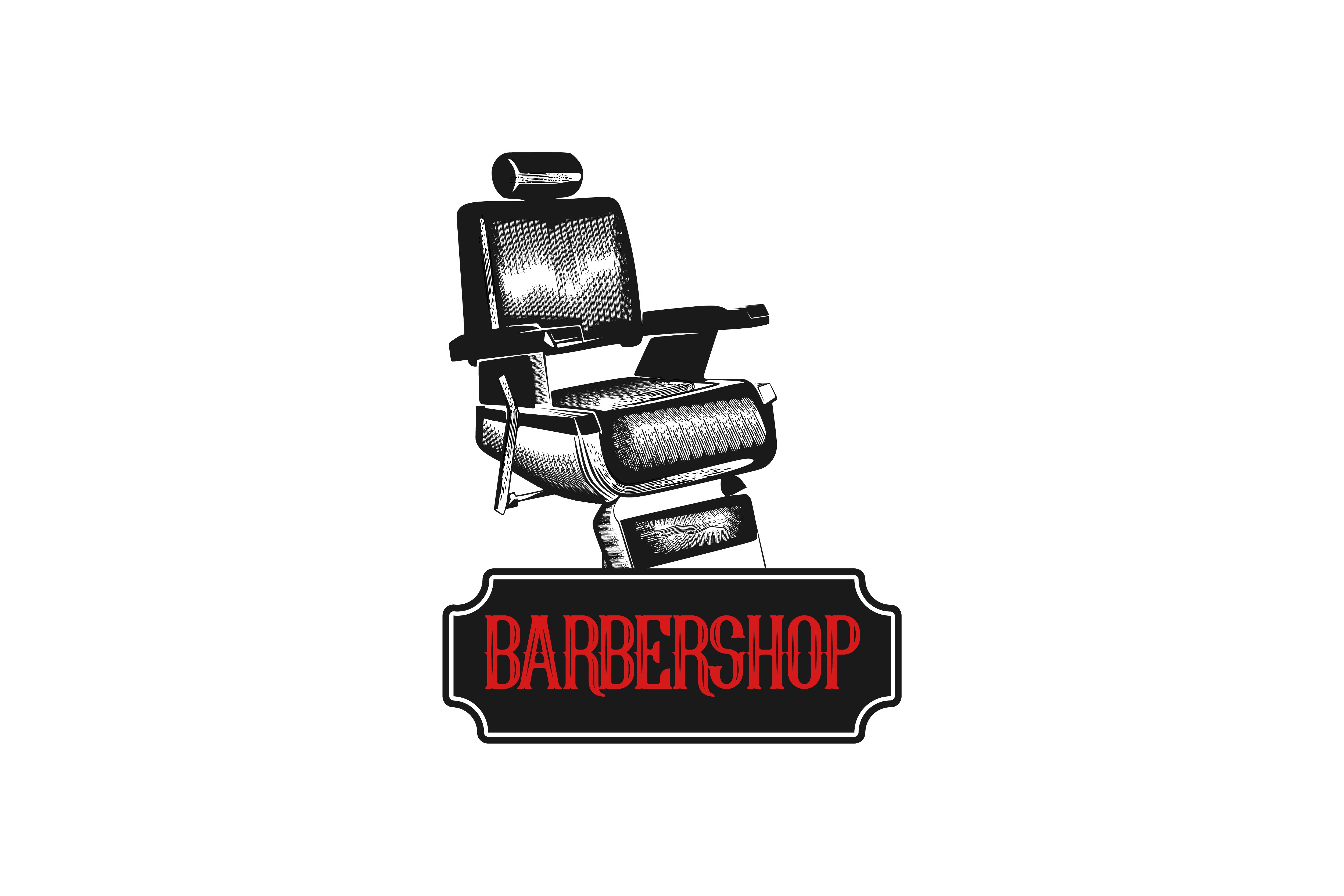 Chair , Barber Pole, Vintage Hand Drawn Barber Shop Logo Graphic by ...