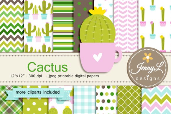 Cactus Desert Digital Papers Graphic by jennyL_designs · Creative Fabrica