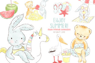 Summer Beach Animals Watercolor Clipart Graphic by kabankova · Creative ...