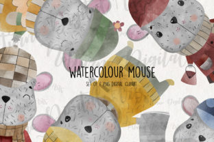 Watercolor Mouse Clipart for Scrapbookin Graphic by Notturno Digital ...