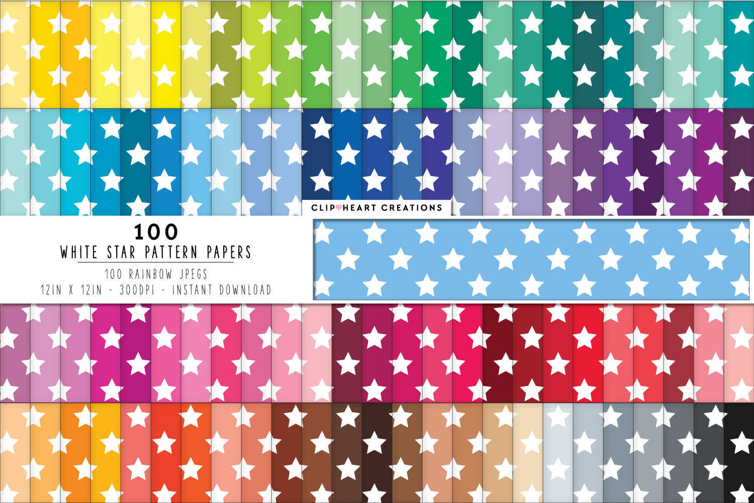100 Star Pattern Digital Papers Graphic by clipheartcreations ...