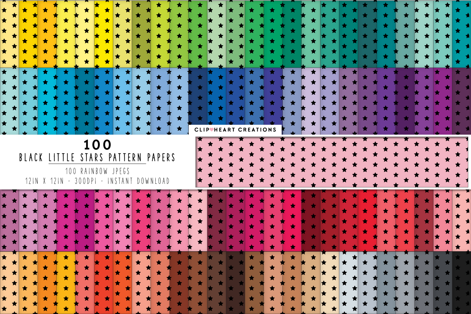 100 Star Pattern Digital Papers Graphic by clipheartcreations ...