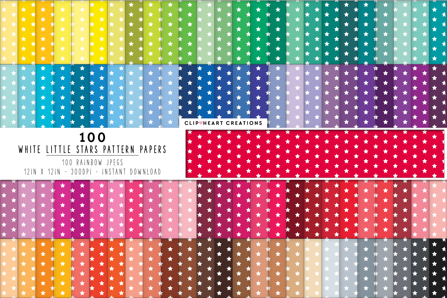 100 Star Pattern Digital Papers Graphic by clipheartcreations ...