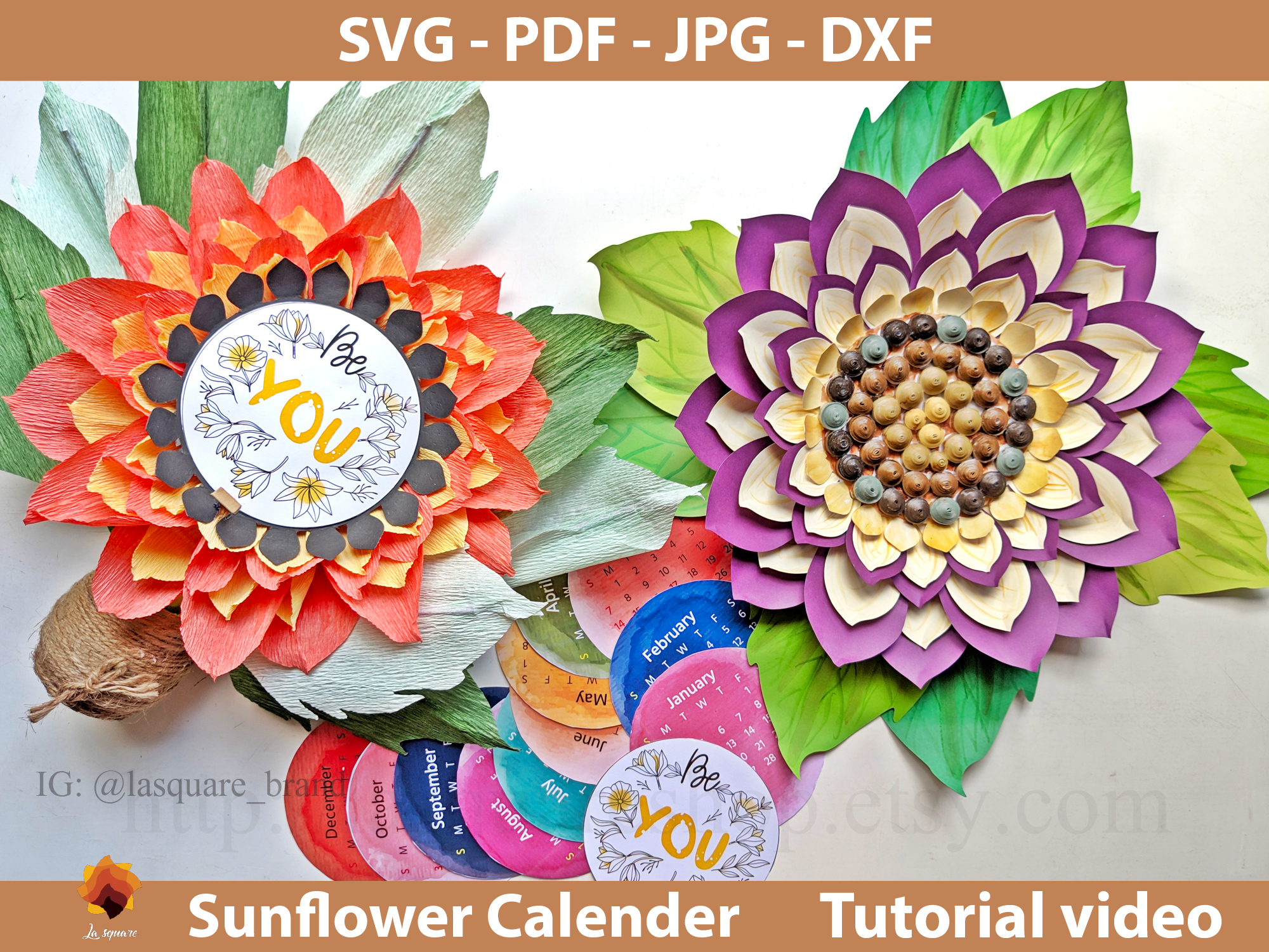 Sunflower Calendar, Sunflower Template · Creative Fabrica
