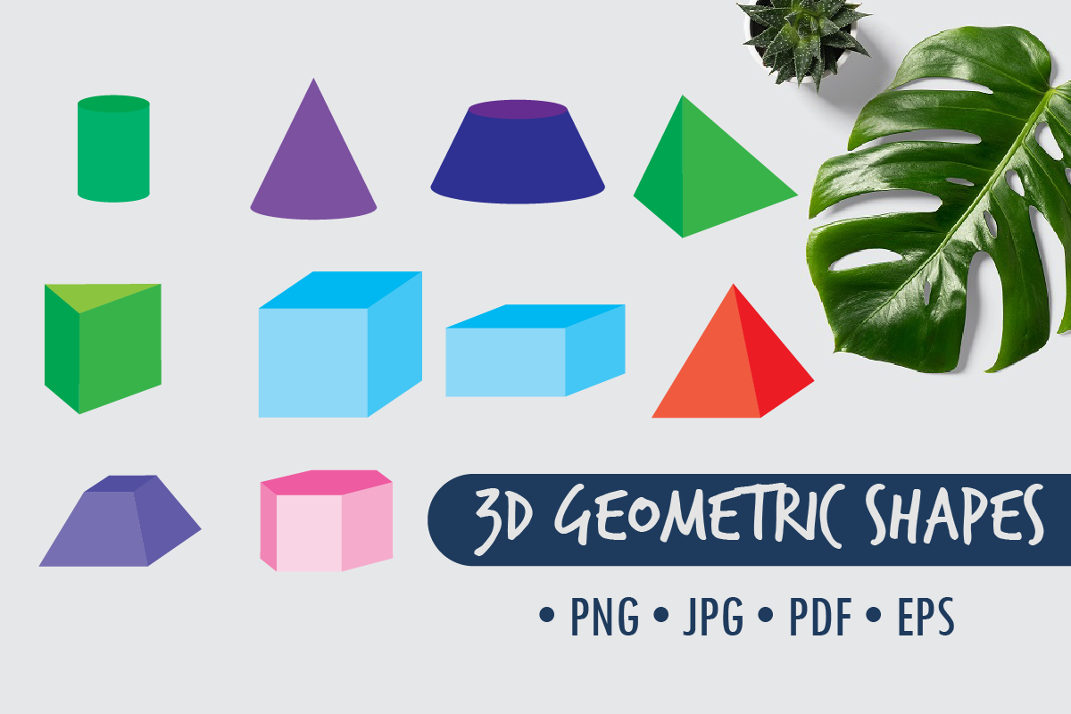 3D Geometric Shapes, Clip Art Png Graphic by DigitalDesignsLaura ...