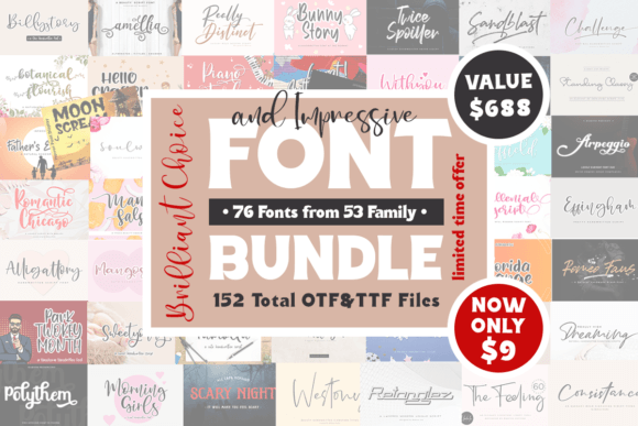 Impressive Font Bundle Bundle · Creative Fabrica