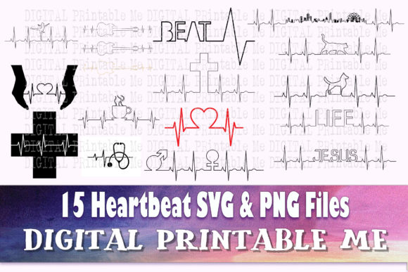 EKG Svg, Heartbeat Silhouette Bundle Graphic by DigitalPrintableMe ...