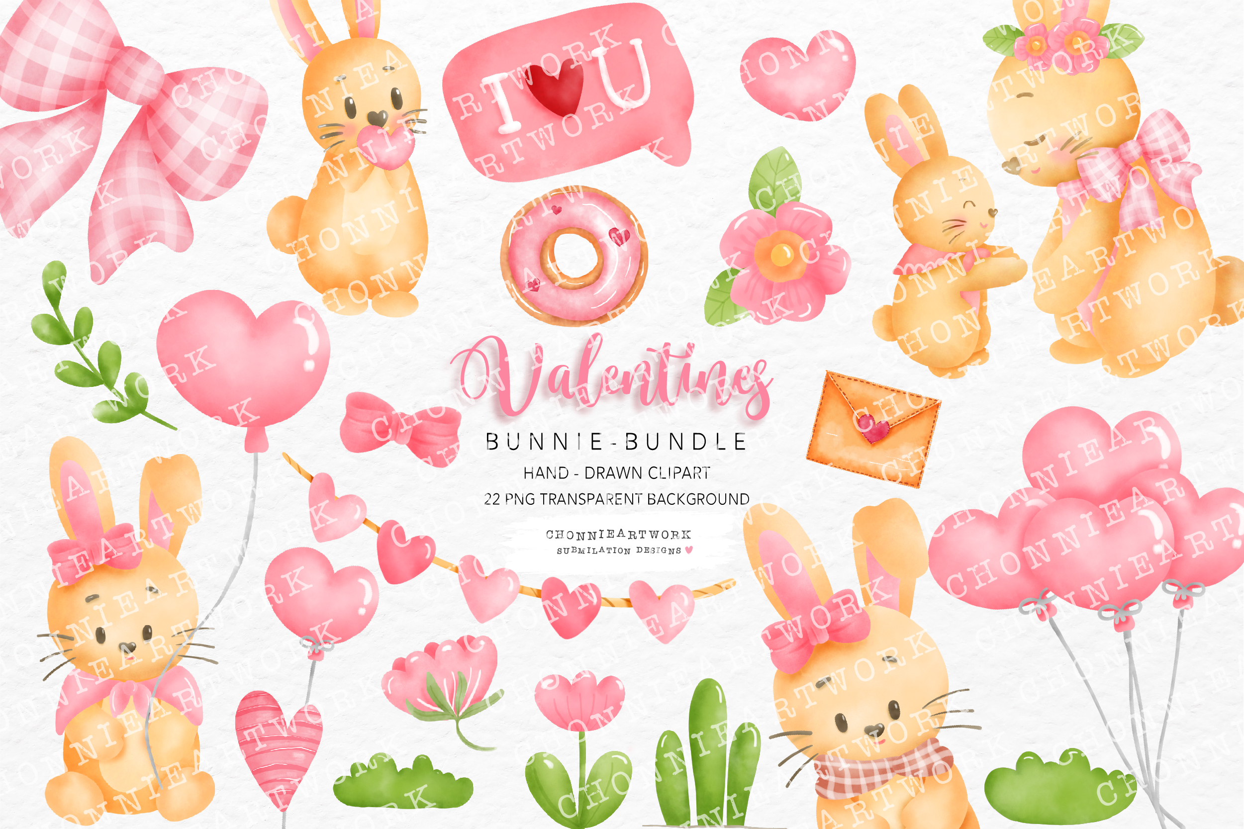 Valentine's Bunny Clipart Bundle Graphic by Chonnieartwork · Creative ...
