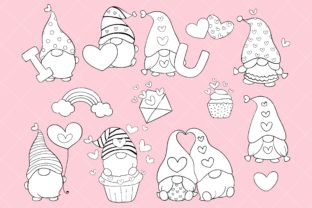 Valentine Gnome Digital Stamp Graphic by CatAndMe · Creative Fabrica