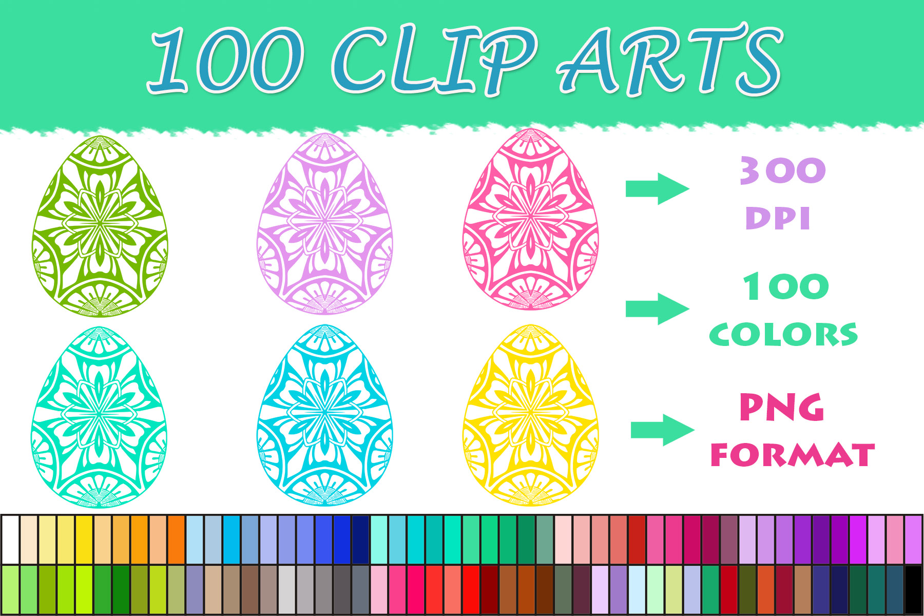100 Mandala Easter Eggs Clipart Graphic by SweetDesign · Creative Fabrica