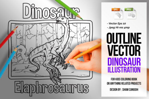 Garudimimus Dinosaur Coloring Page Graphic by SCWorkspace · Creative ...
