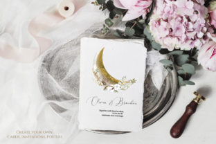 Boho Round Floral Frame Pink & Gold Moon Graphic by Elena Dorosh Art ...