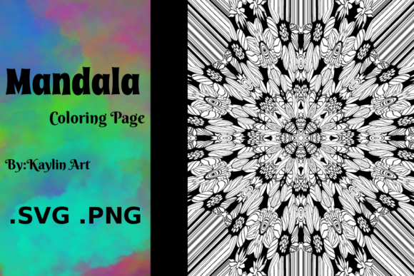 Mandala Adult Coloring Page Flower B&W Graphic by Green Cow Land ...