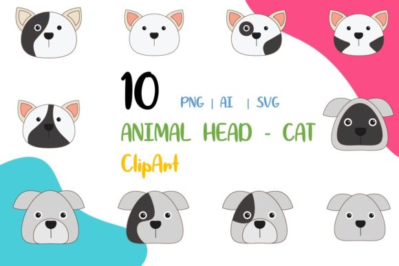Cute Animal Head Clipart Vector for Kids Bundle Bundle · Creative Fabrica