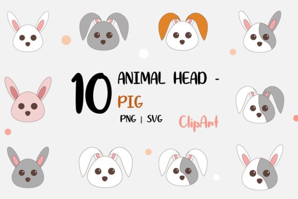 Cute Animal Head Clipart Vector for Kids Bundle Bundle · Creative Fabrica