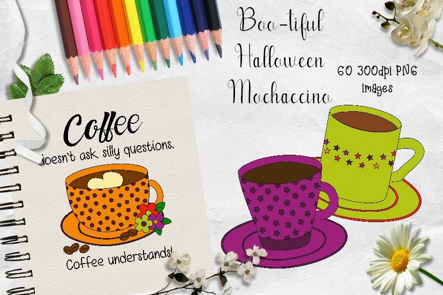Boo-tiful Halloween Mochaccino Clipart Graphic by Arda Designs ...