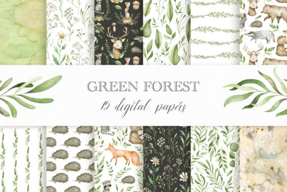 Woodland Digital Seamless Patterns Graphic by Orange Peafowl Art ...