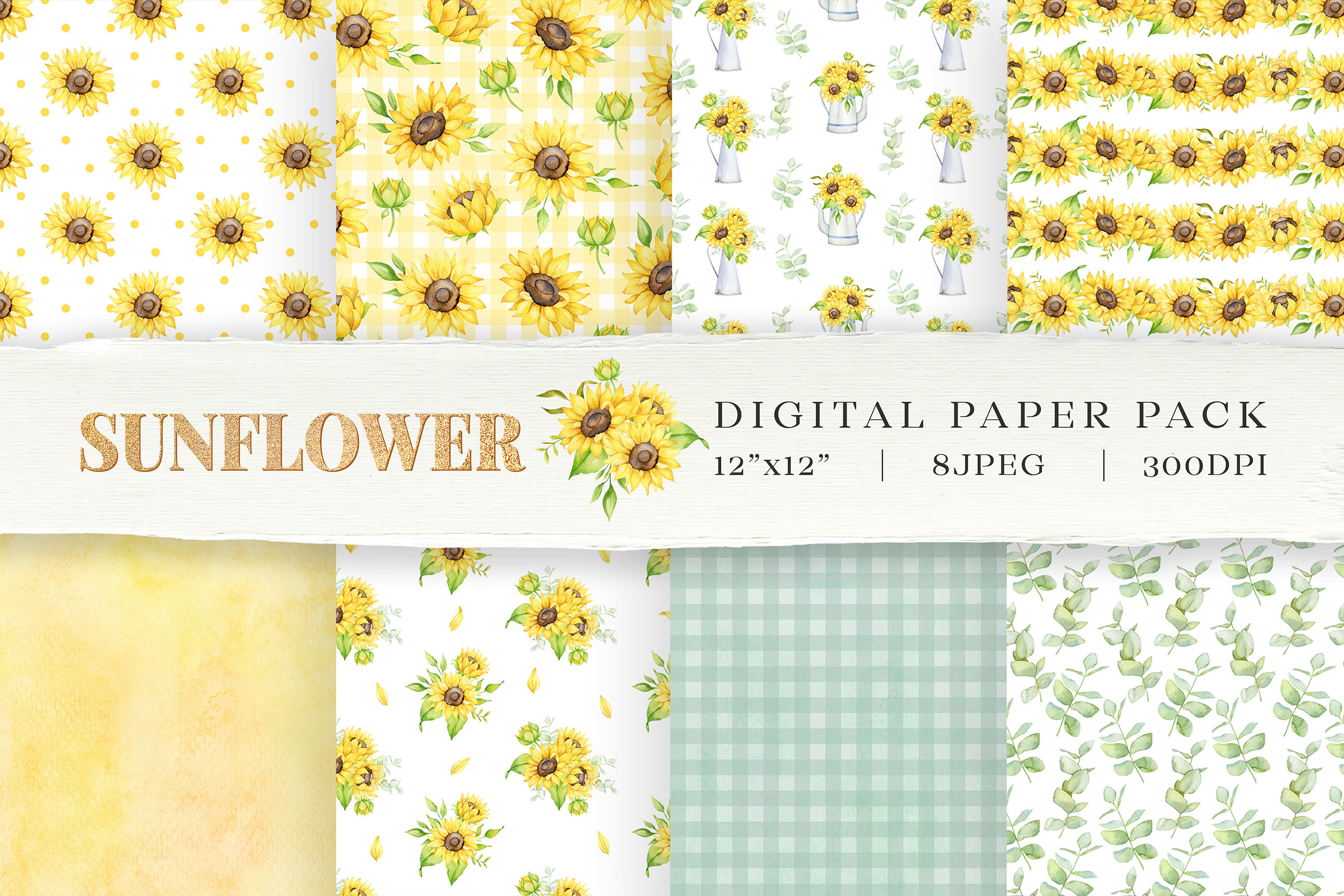 Sunflower Digital Paper Seamless Pattern Graphic by SipkaDesigns ...