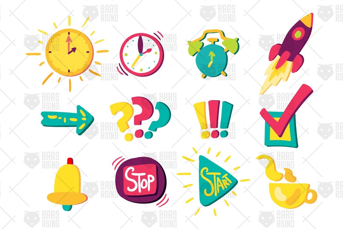 Time Management Signs Set Graphic by barsrsind · Creative Fabrica