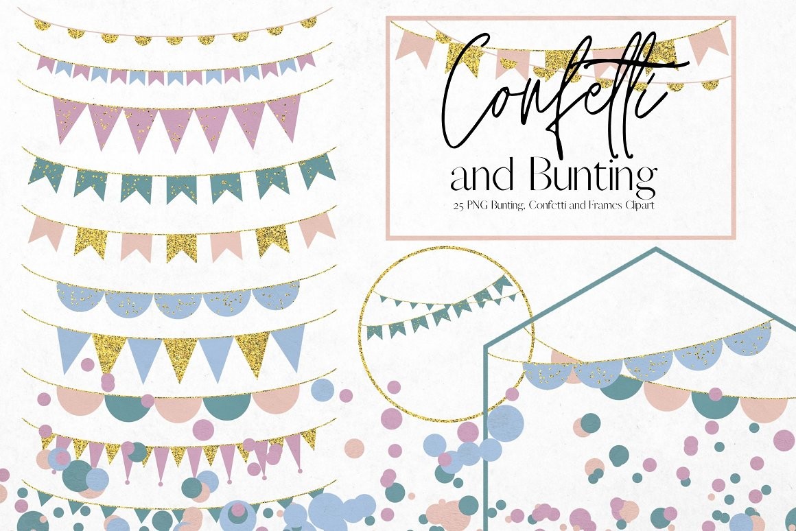 Confetti and Bunting Party Decorations Graphic by Pixafied · Creative ...