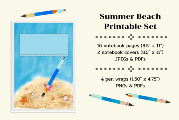Summer Beach Printable Set Graphic by Toei Design · Creative Fabrica
