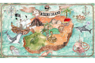 Watercolor Pirate Treasure Island Map Graphic by arevkasunshine ...