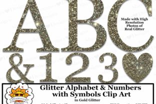 Gold Glitter Alphabet & Numbers Set Graphic by Shawnna's Designs ...