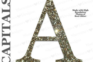 Gold Glitter Alphabet & Numbers Set Graphic by Shawnna's Designs ...