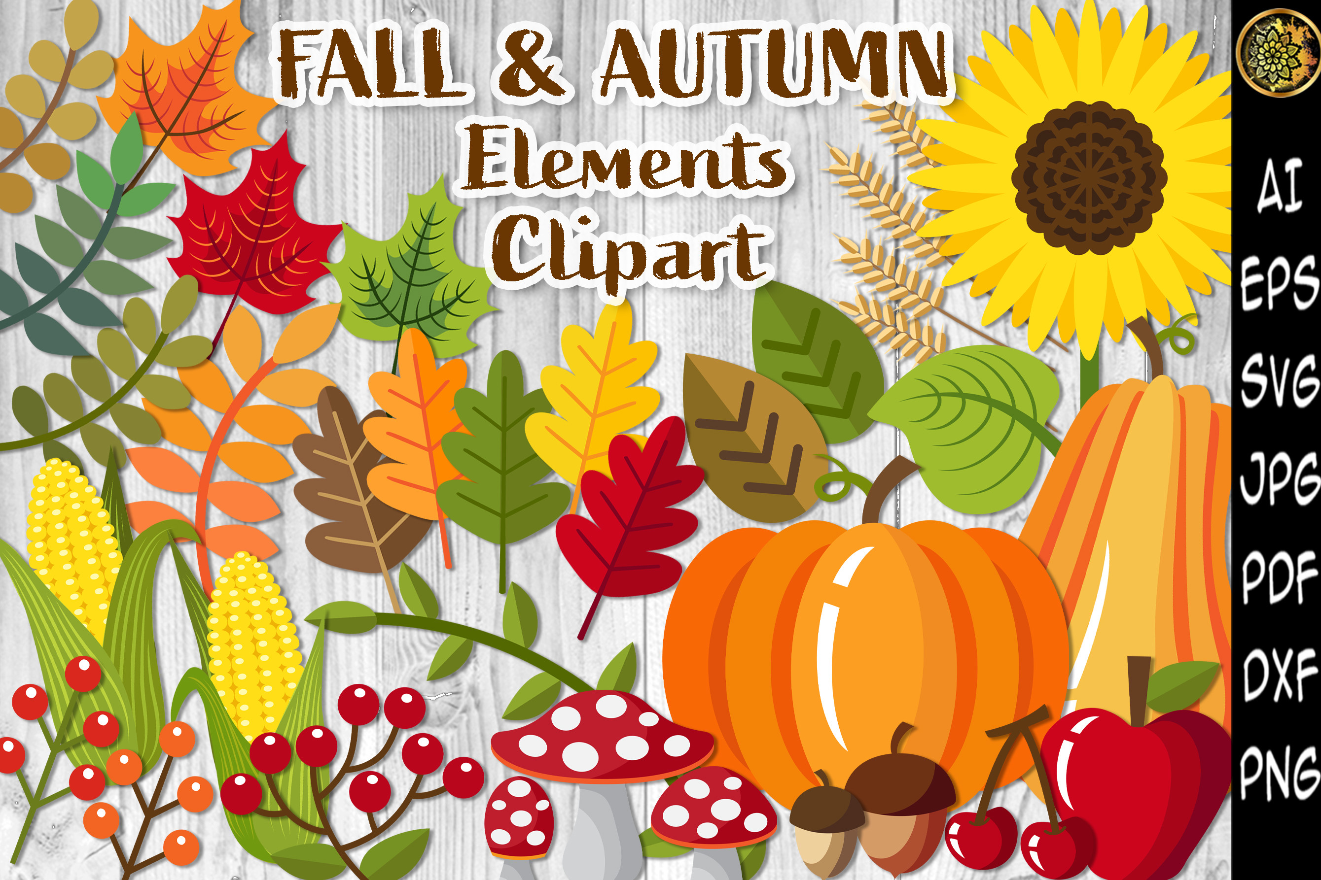 Fall & Autumn Elements SVG Clipart Set Graphic by V-Design Creator ...