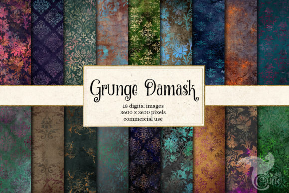 Grunge Damask Digital Paper Graphic by Digital Curio · Creative Fabrica