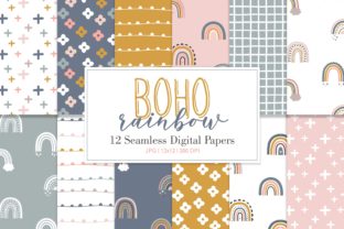 Digital Seamless Paper Boho Rainbow Graphic by Sweet Shop Design ...