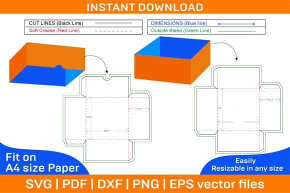 Rectangle Box, Gift Box Dieline Template Graphic by DesignConcept ...