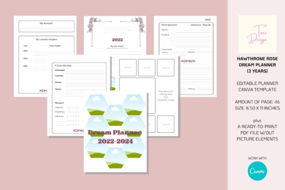 3 Years Hawthrone Rose Dream Planner Graphic by Toei Design · Creative ...