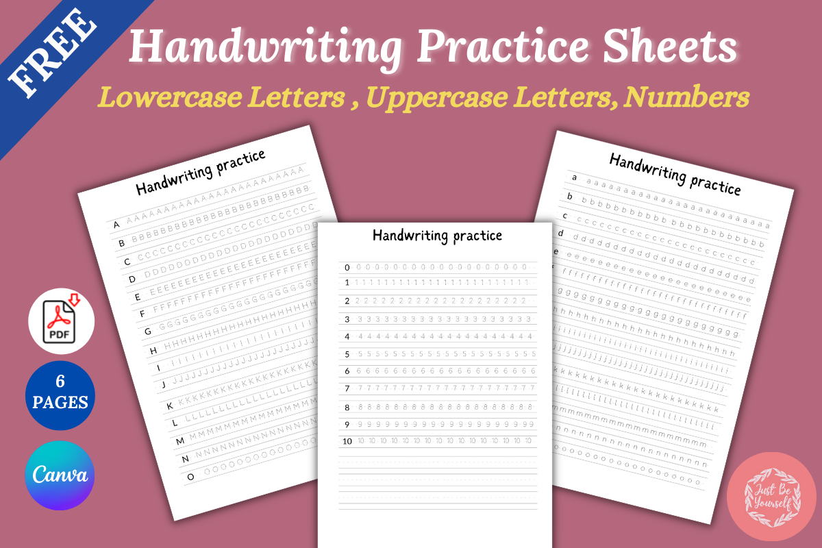 FREE Handwriting Practice Sheets Graphic by JustBeYourSelf · Creative ...