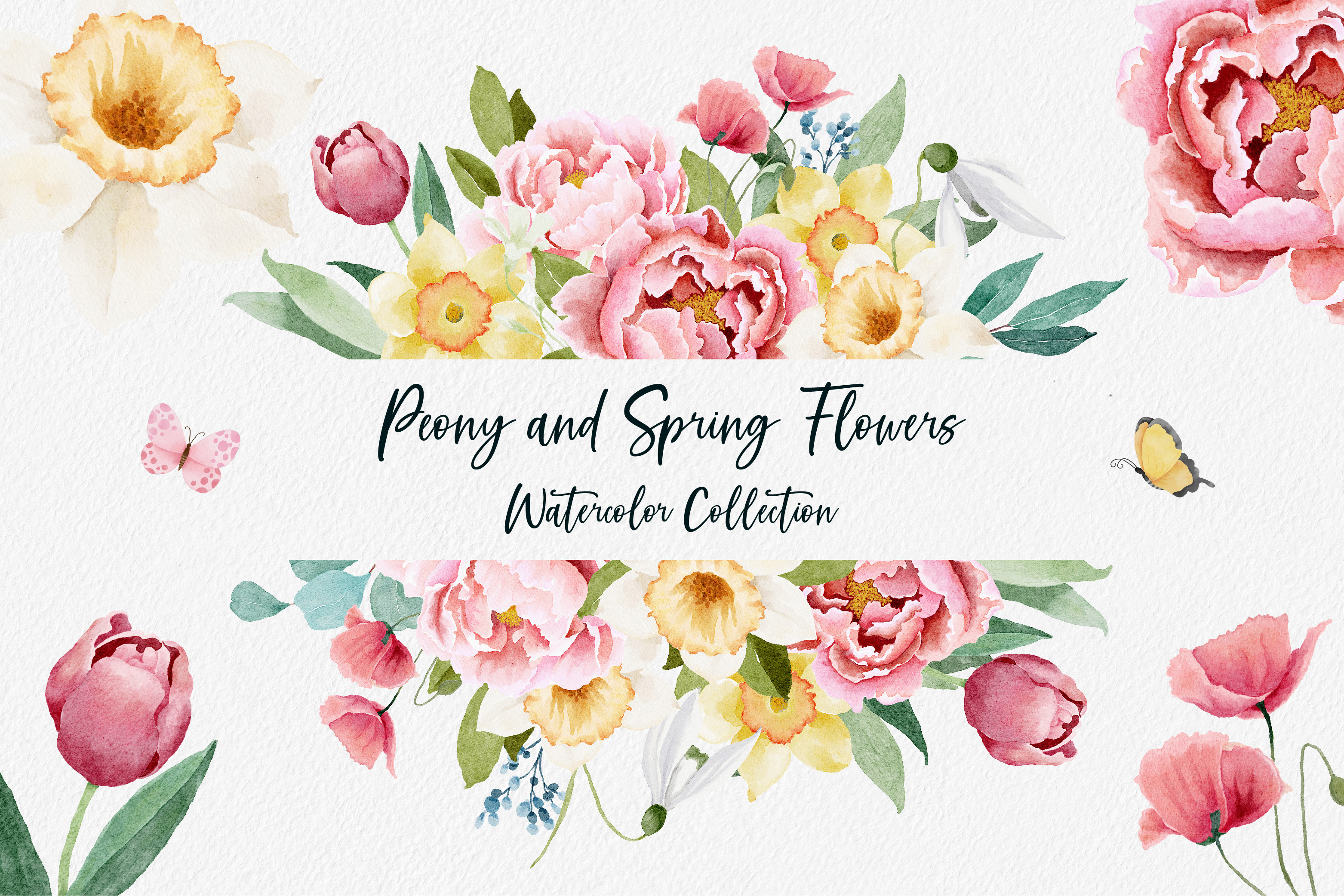 Watercolor Peony and Spring Flowers Graphic by kritkongjundee ...