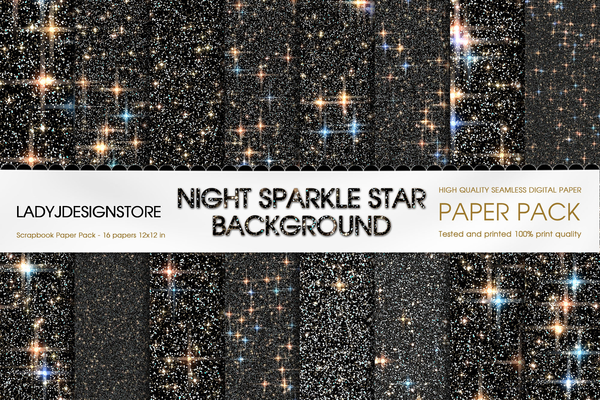 Night Sparkly Sky, Stars Background Graphic by ladyjdesignstore ...