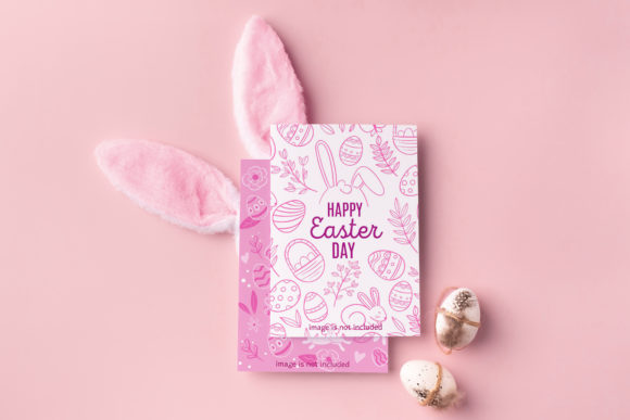 Easter Mockup with Pink Rabbit Ears Graphic by AllDaysX · Creative Fabrica
