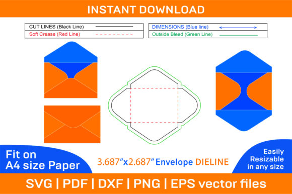 Heart Shaped Envelope Dieline Template a Graphic by DesignConcept ...