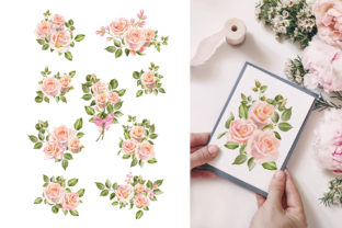 Watercolor Blush Rose Bouquets Clipart Graphic by WatercolorGardens ...