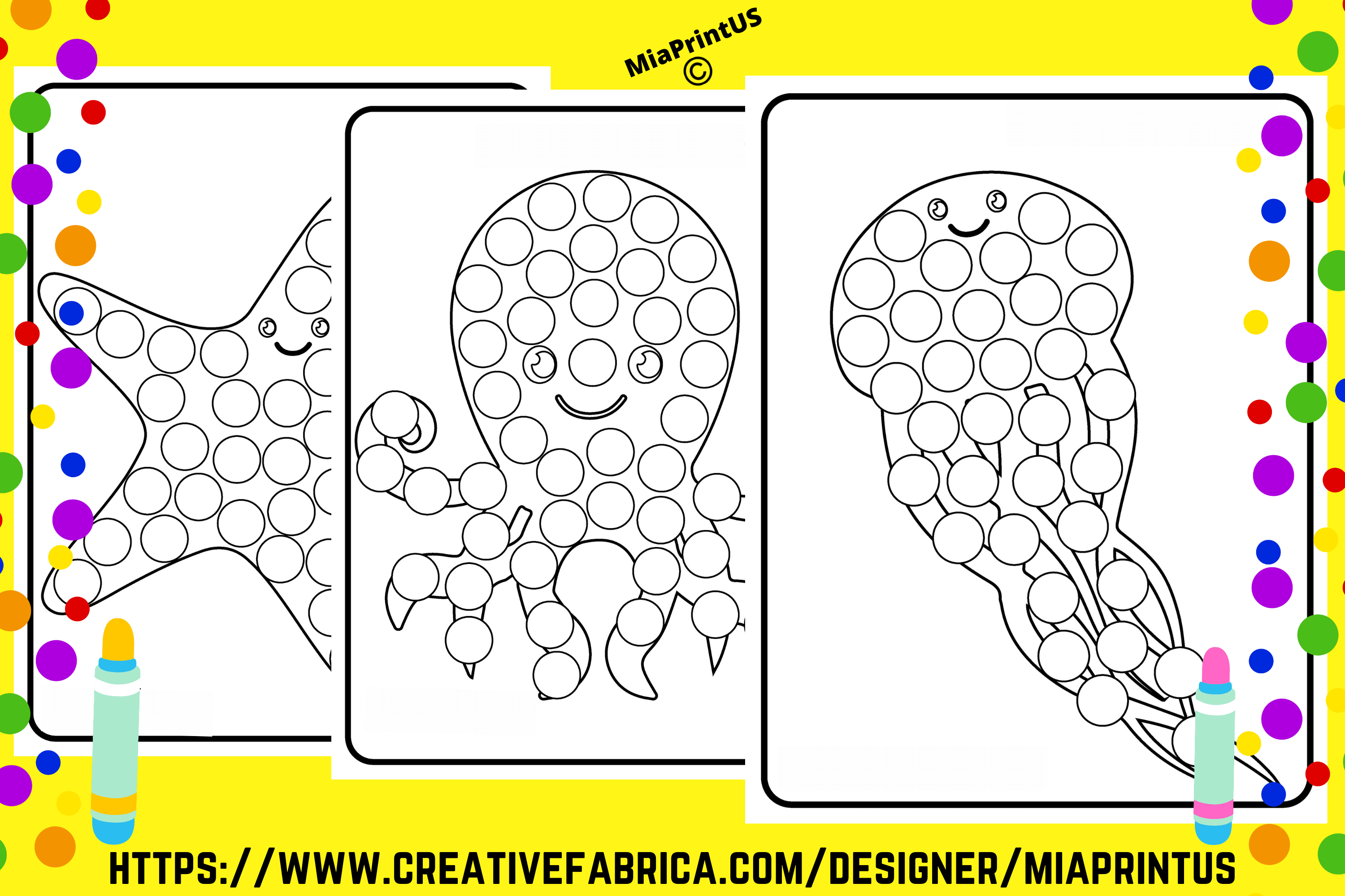 Ocean Animals Dot Markers Graphic by MiaPrintus · Creative Fabrica
