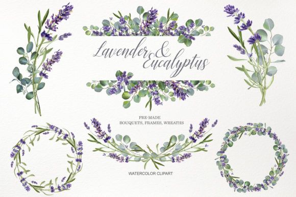 Watercolor Eucalyptus & Lavender Flower Graphic by WatercolorGardens ...