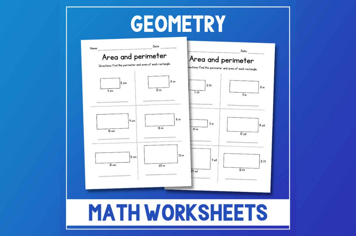 Geometry Worksheets - Area and Perimeter Graphic by atlasart · Creative ...