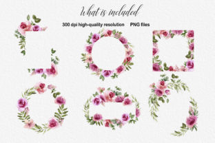 Watercolor Pink Rose Frame Clipart Graphic by WatercolorGardens ...